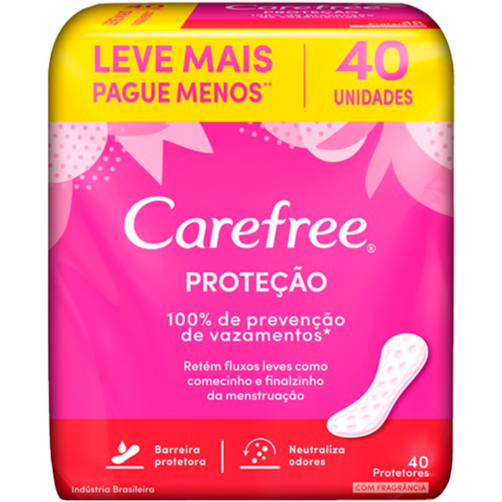 Absorvente Carefree Proteção Com Perfume 40 unidades - Destro