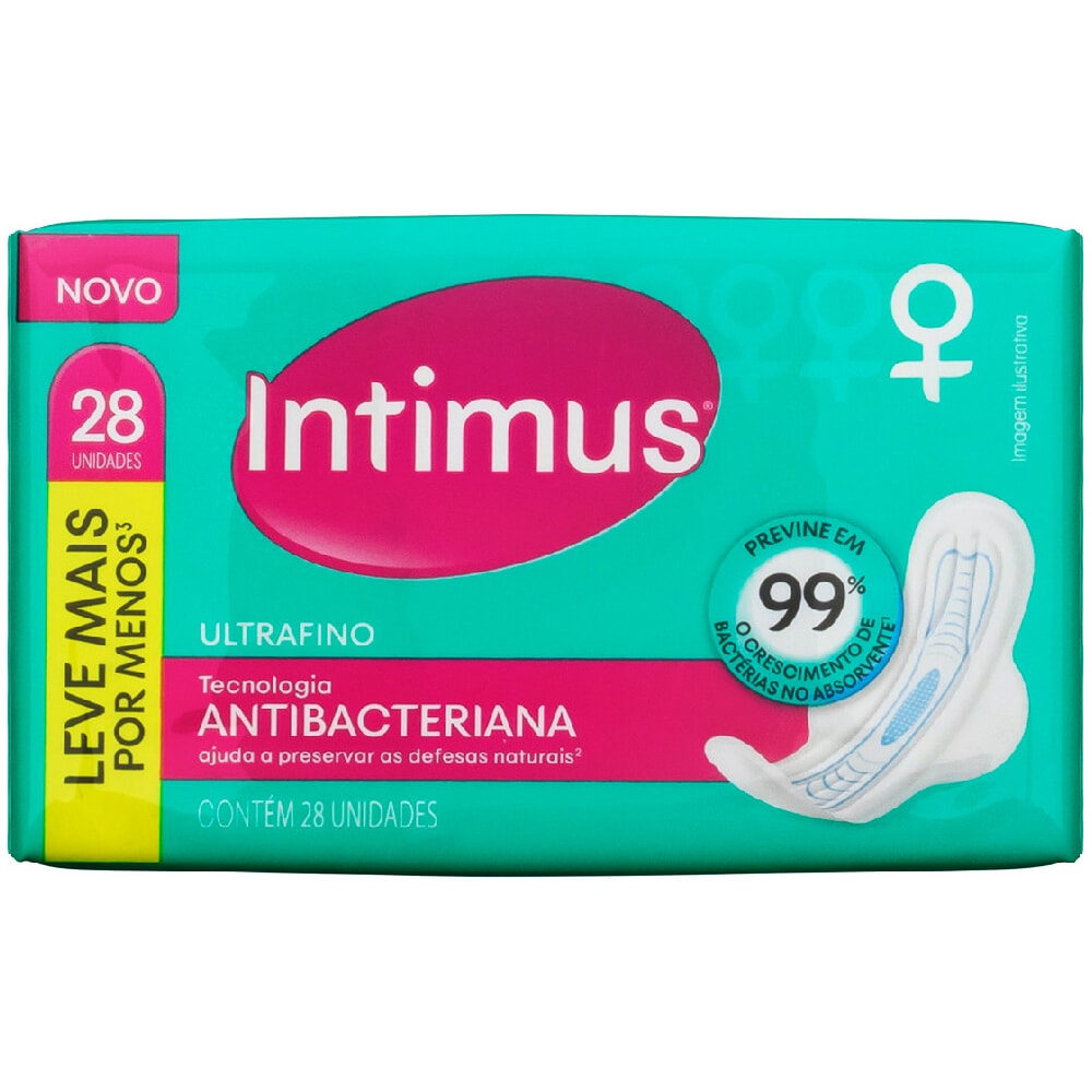 Absorvente Com Abas Intimus Ultrafino Antibacteriano 28 Unidades - Destro