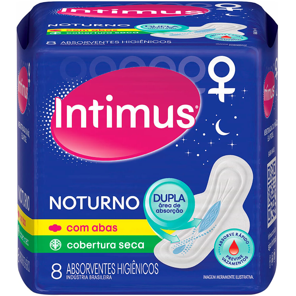 Absorvente Noturno Gel Intimus Suave Com Abas 8 Unidades - Destro