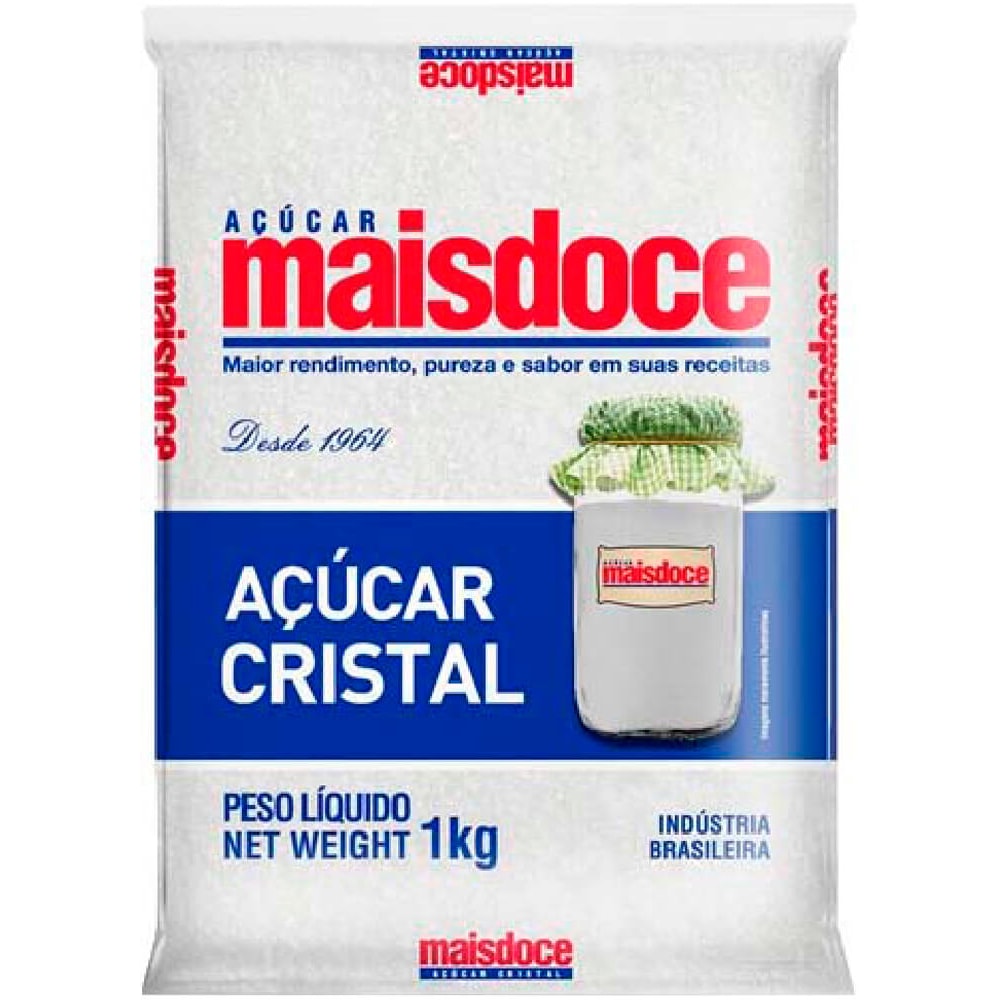 Açúcar Cristal Mais Doce 1kg - Destro
