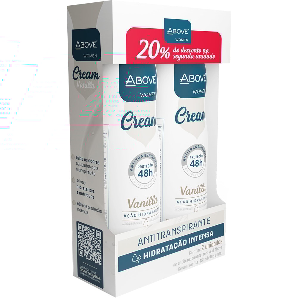 Antitranspirante Above Woman Cream Vanilla Aerossol 150ml 2Un - Destro