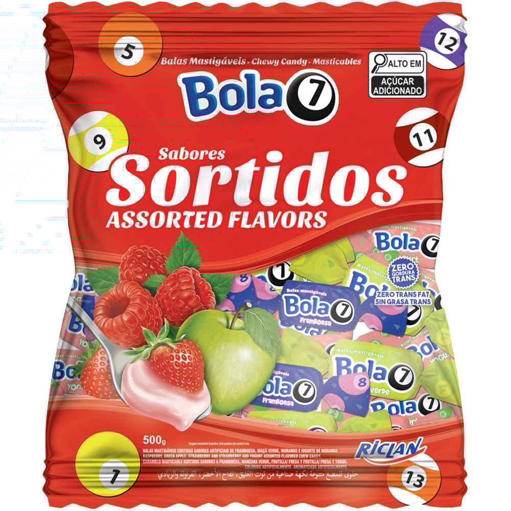 Bala Bola 7 Sabores Sortidos 500g - Destro