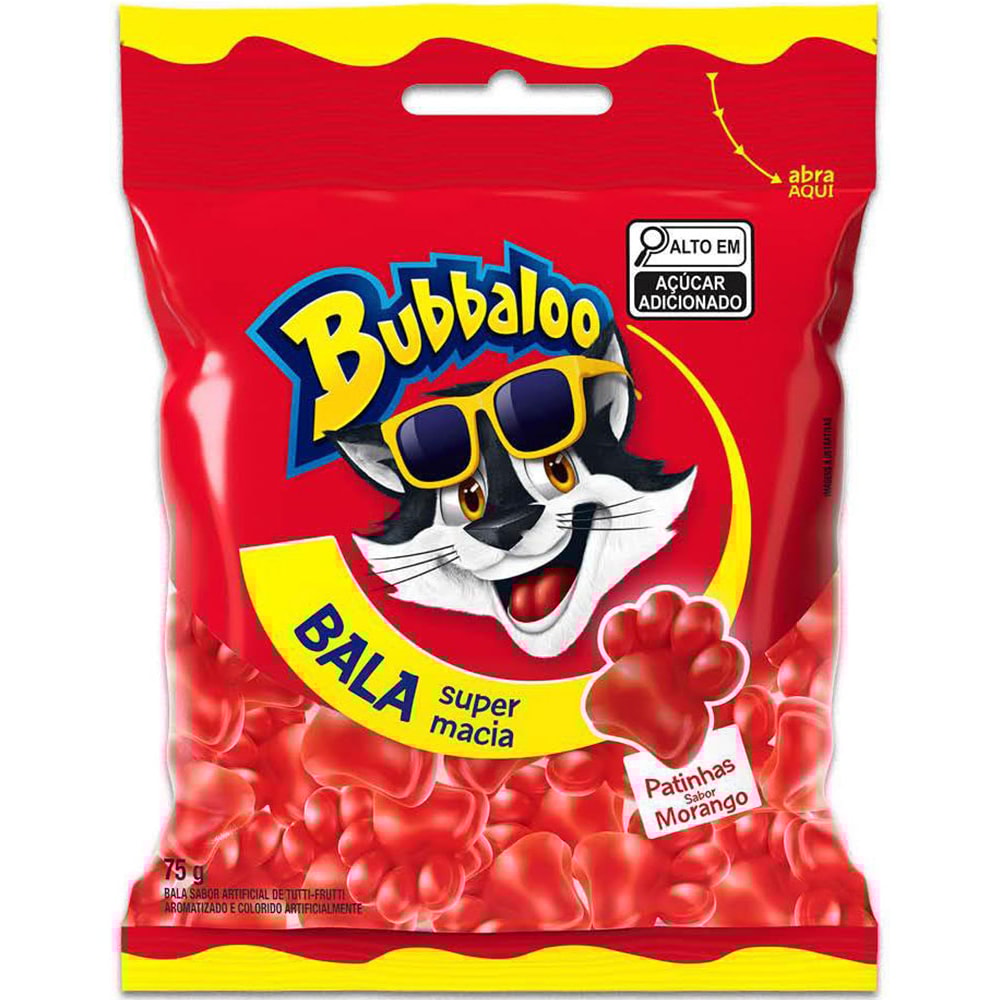 Bala Bubbaloo Sabor Morango 75g - Destro