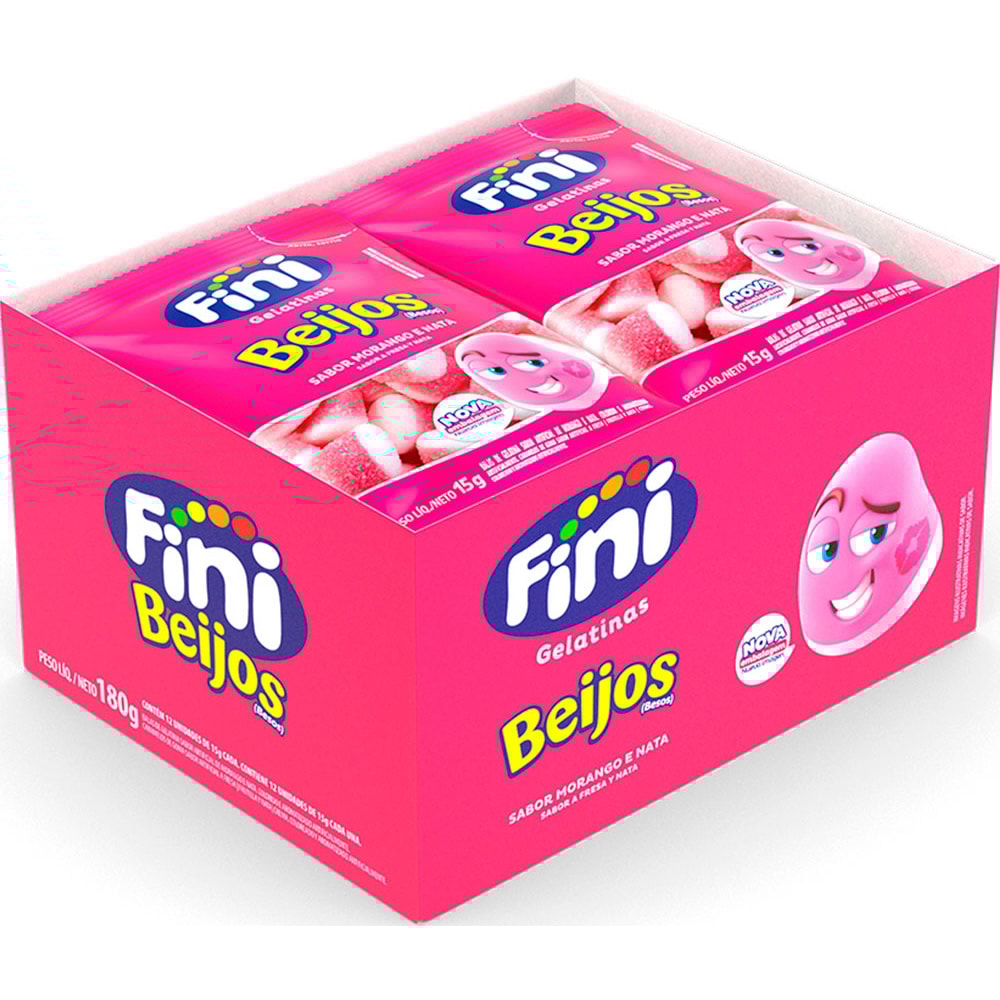 Bala Fini Beijos de Morango 15g - Destro