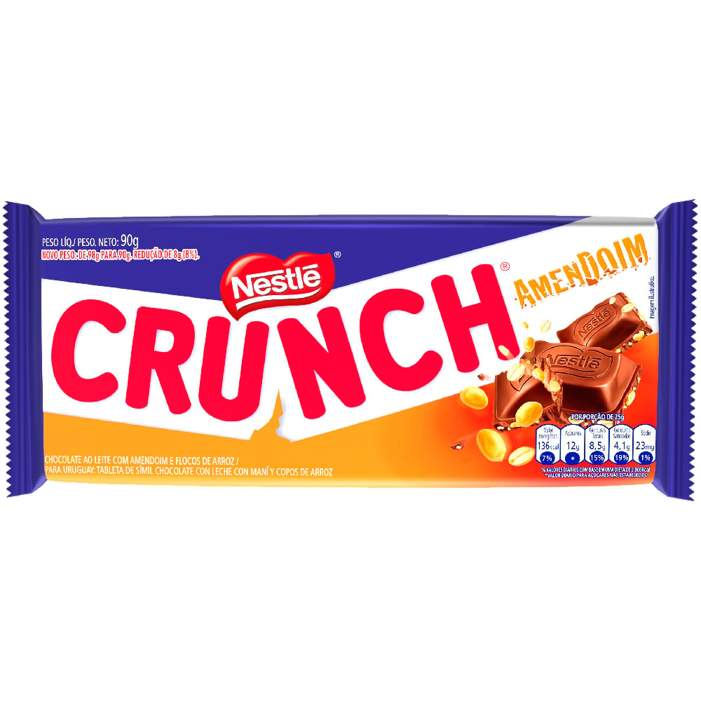 Barra de Chocolate Crunch Amendoim 90g - Destro