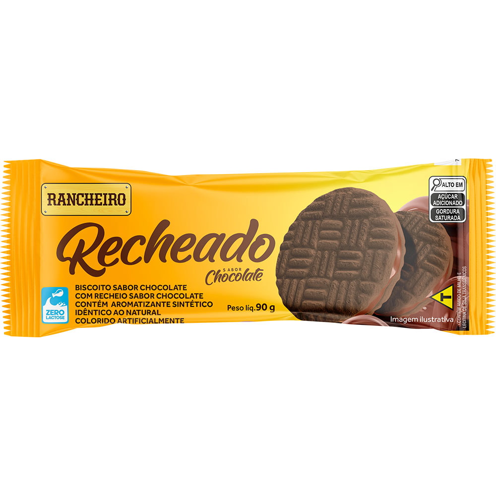Biscoito Rancheiro Recheado Sabor Chocolate 90g Destro