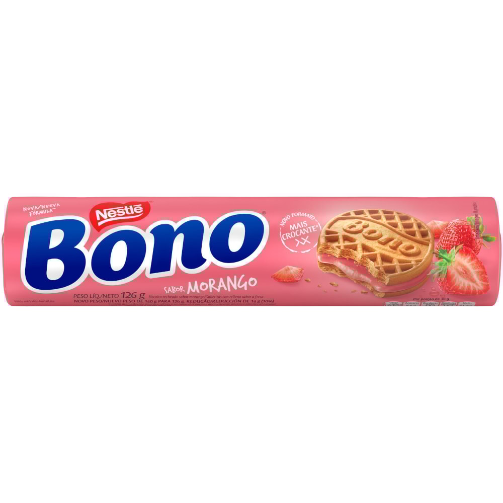 Biscoito Recheado Bono Morango Nestlé 126g - Destro