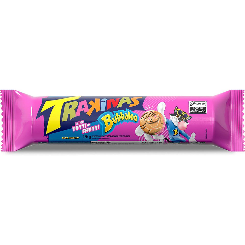 Biscoito Recheado Trakinas Tutti Frutti 126g - Destro