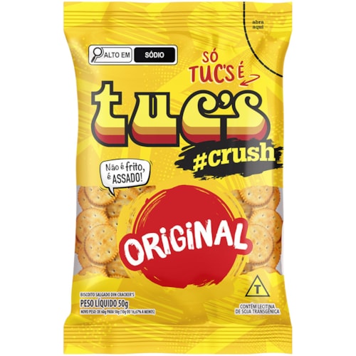 Biscoito Salgado Tucs Crush Cracker Sabor Original 50g - Destro