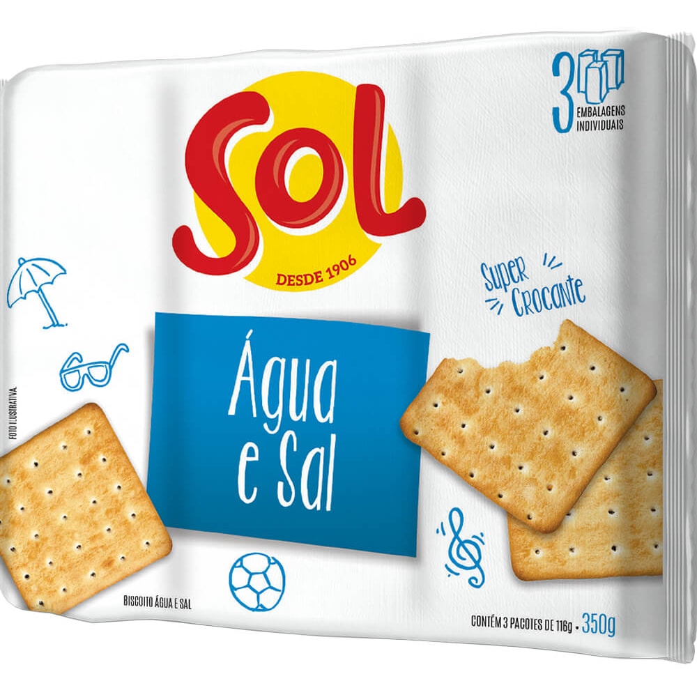 Biscoito Sol Água e Sal 350g - Destro