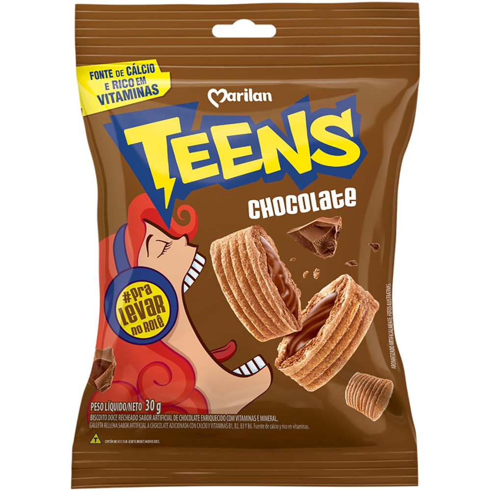Biscoito Teens Marilan Sabor Chocolate 30g - Destro