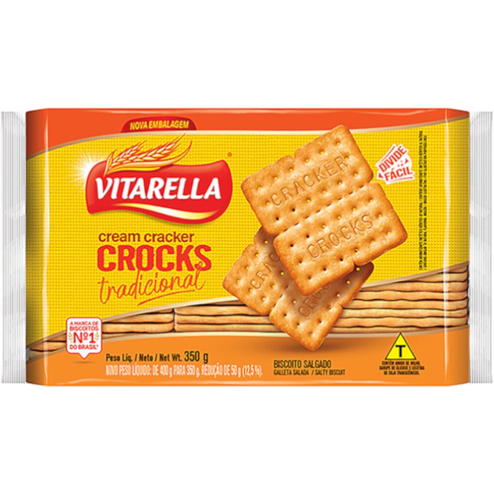 Biscoito Vitarella Cream Cracker Crocks Tradicional 350g - Destro