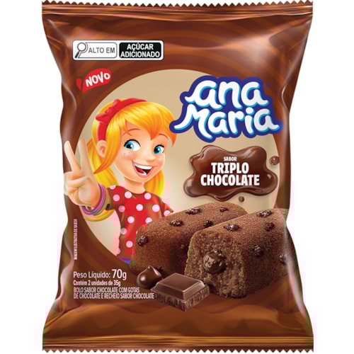 Bolinho Ana Maria Triplo Chocolate 70g 2Un - Destro