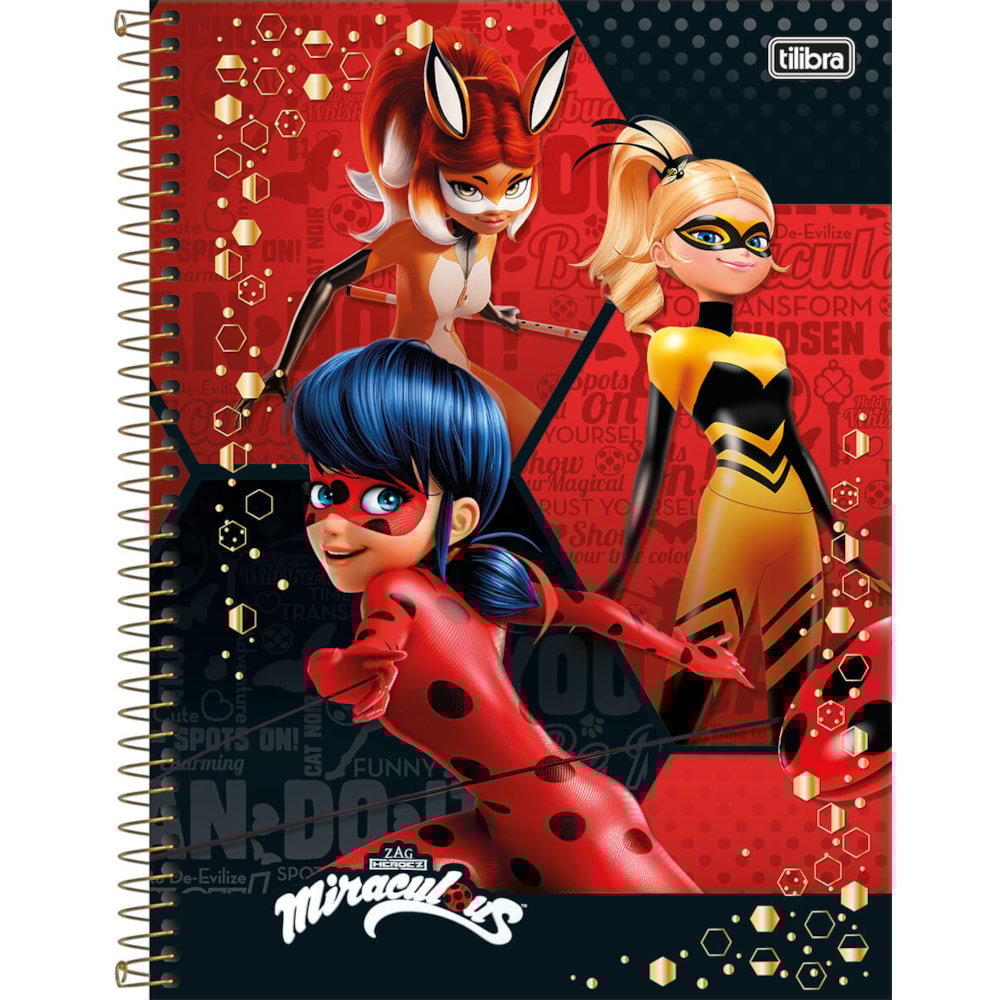 Caderno Universitário Tilibra 1 Matéria Miraculous Ladybug 96 Folhas ...