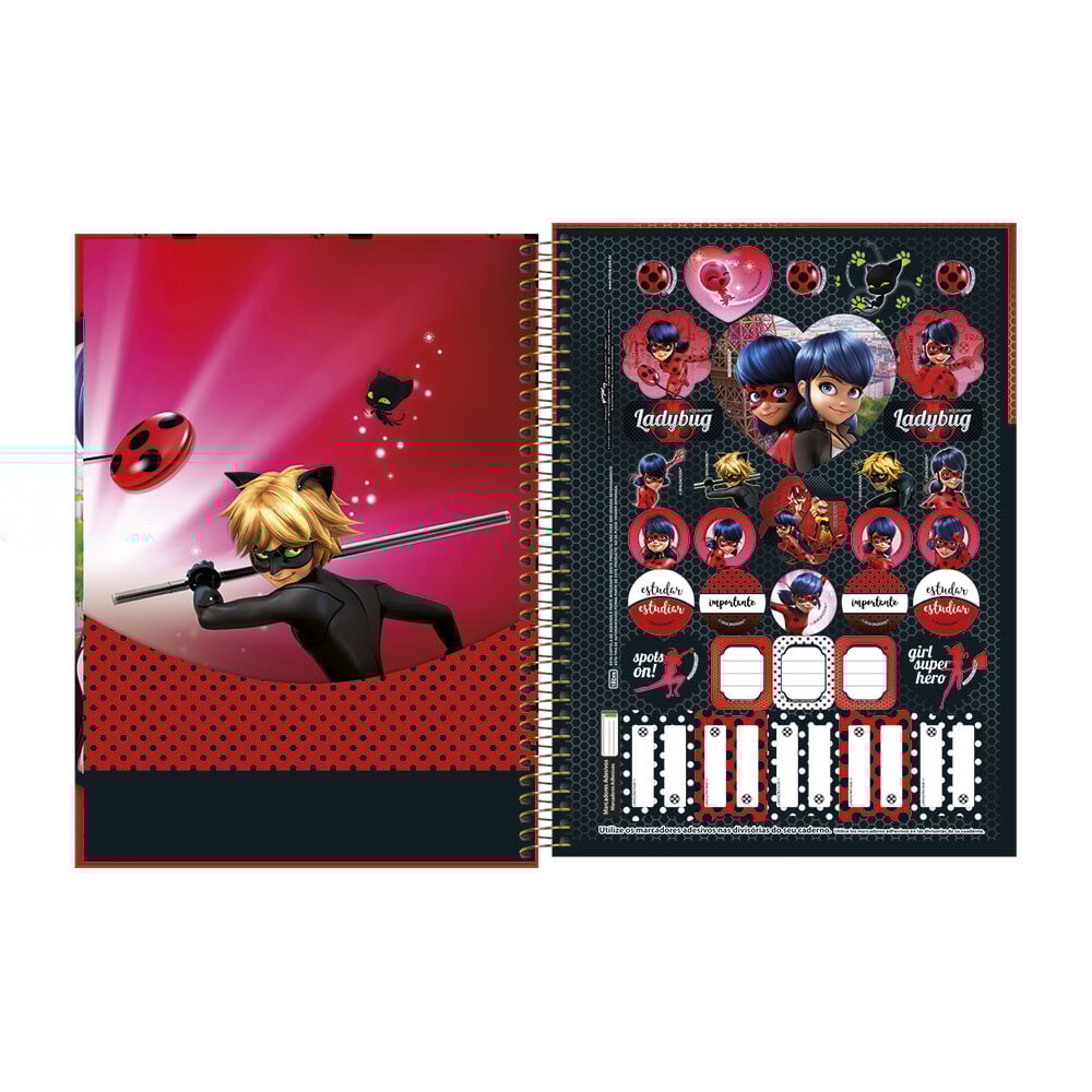 Caderno Universitário Tilibra 1 Matéria Miraculous Ladybug 96 Folhas ...
