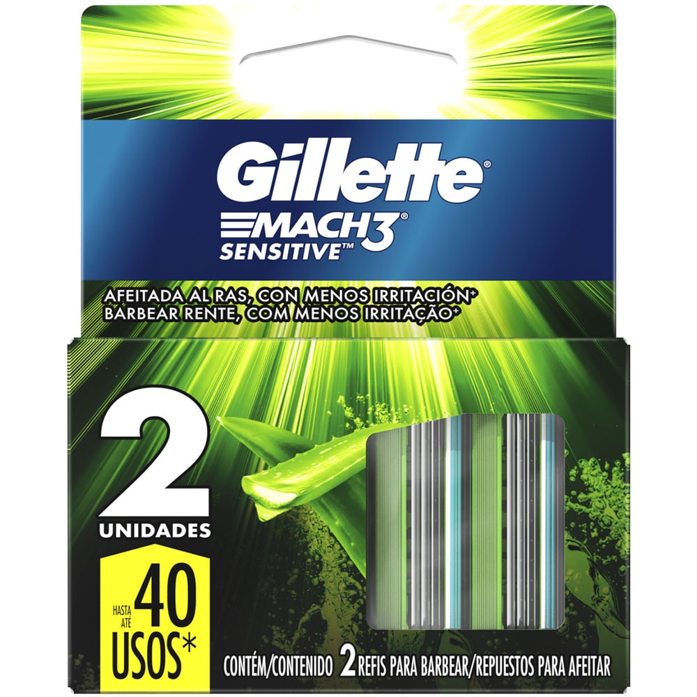 Carga Gillette Mach3 Sensitive 2Un - Destro