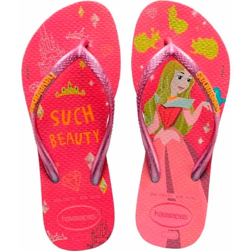 Chinelo Havaianas Kids Slim Princess Rosa Cristal 31/32 - Destro