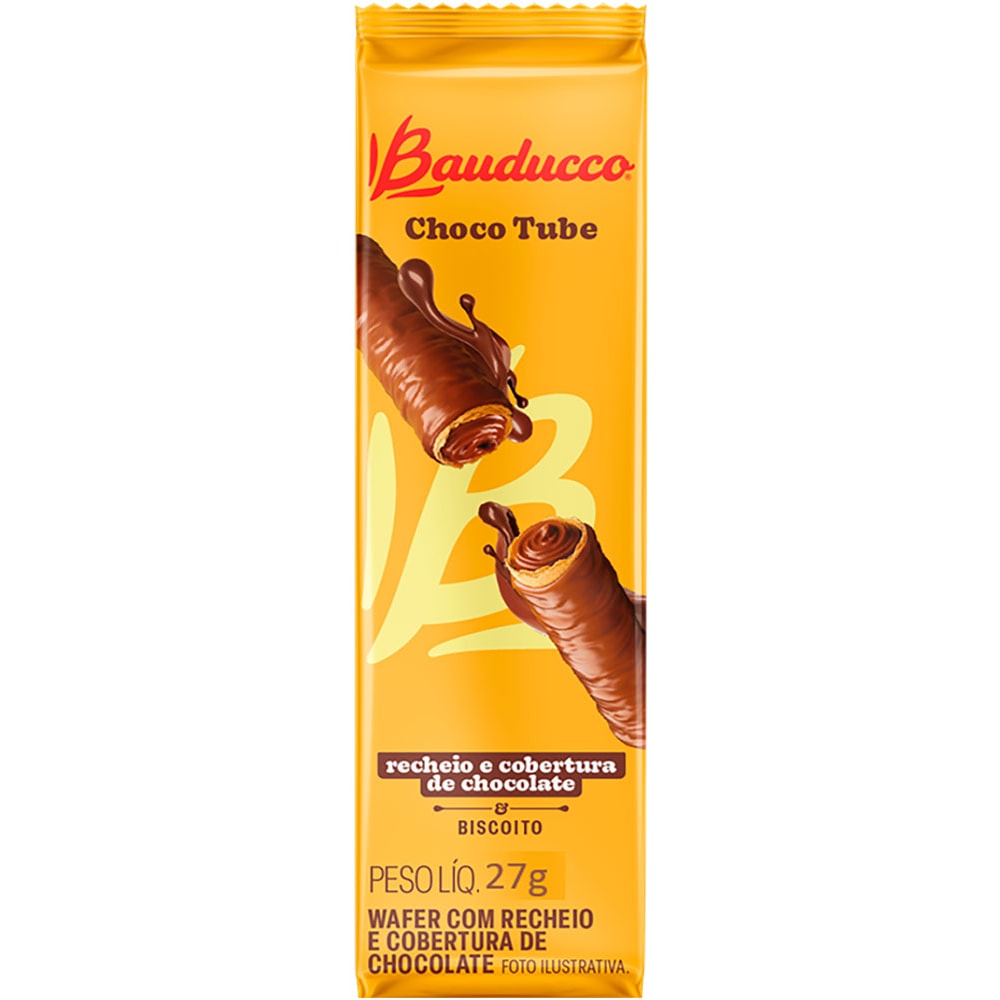 Choco Tube Bauducco Wafer Recheio de Chocolate 27g - Destro
