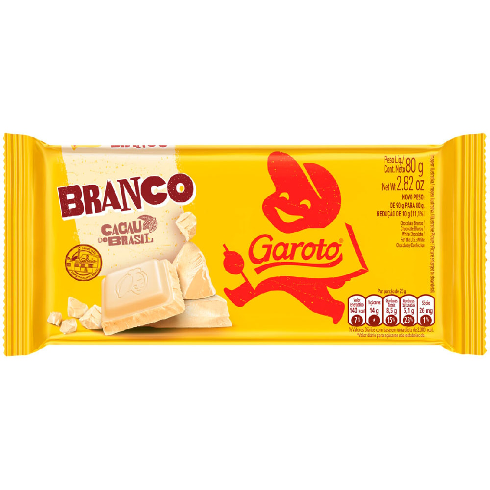 Chocolate Branco Garoto Barra 80g - Destro
