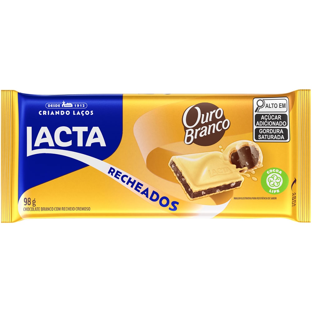 Chocolate Lacta Ouro Branco Recheado 98g - Destro