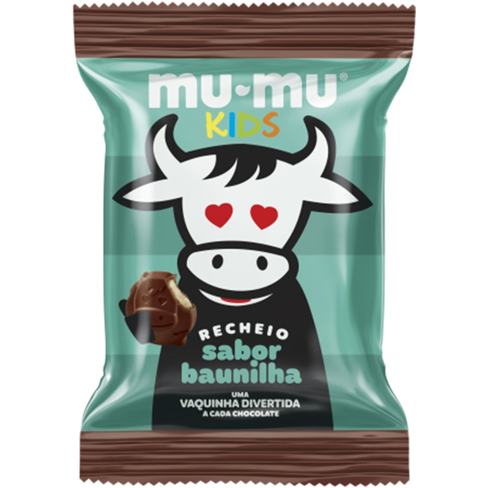 Chocolate Mu-Mu Kids Recheio Sabor Baunilha 15,6g - Destro