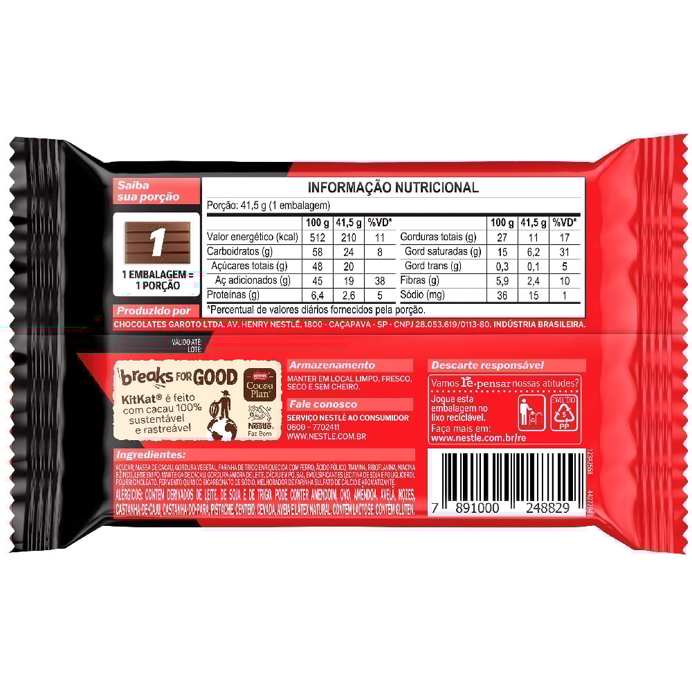 Chocolate Nestlé Kit Kat Dark 41,5g - Destro