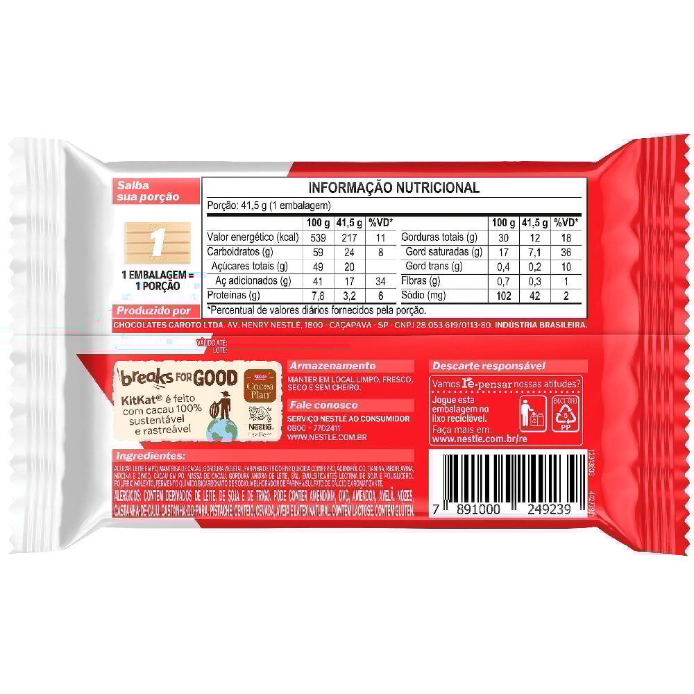 Chocolate Nestlé Kit Kat White 41,5g - Destro