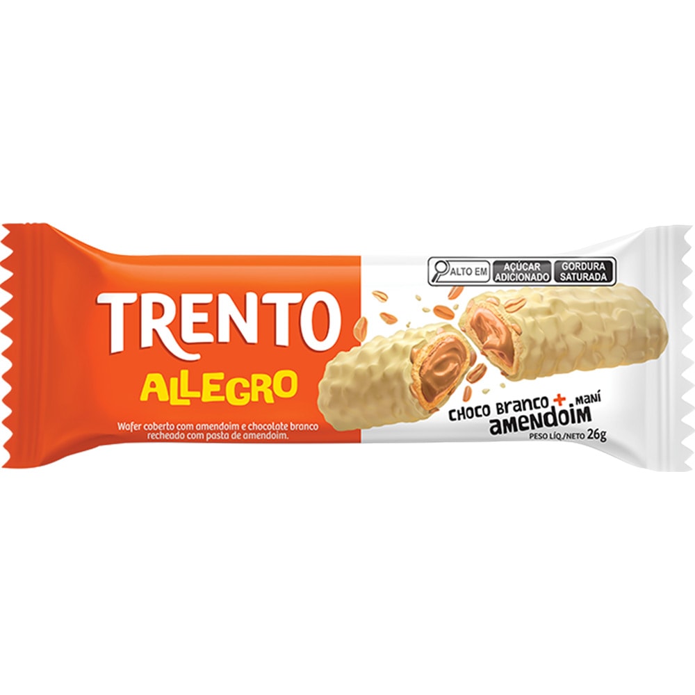 Chocolate Trento Allegro Chocolate Branco/Amendoim 26g - Destro