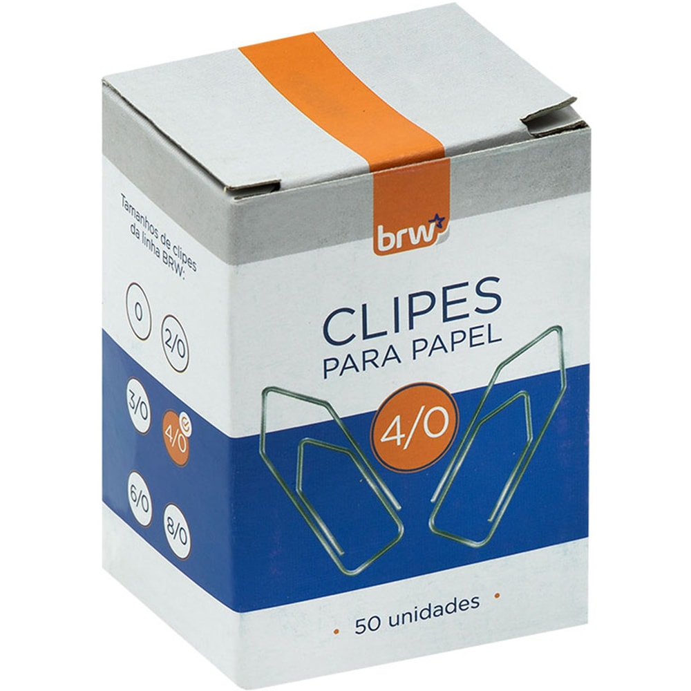 Clips BRW Galvanizado Para Papel 4/0 50Un - Destro