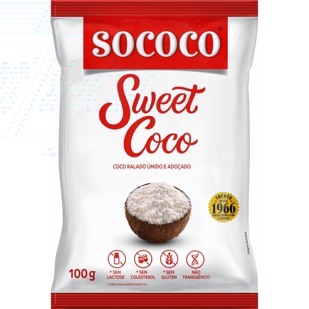 Coco Ralado Sococo Úmido Adoçado 100g - Destro