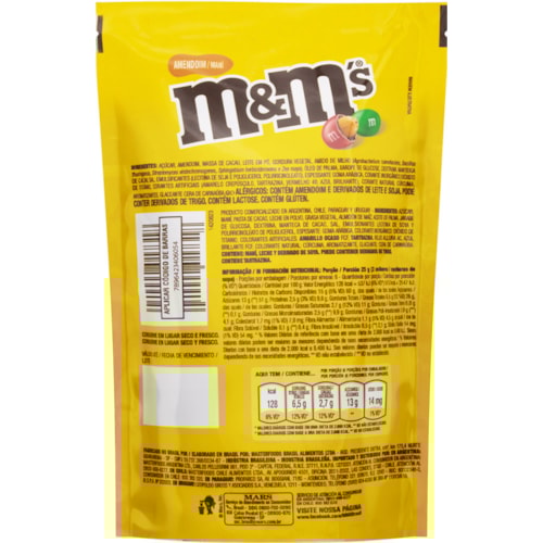 Confeitos M&M's Chocolate e Amendoim Pouch 148g - Destro