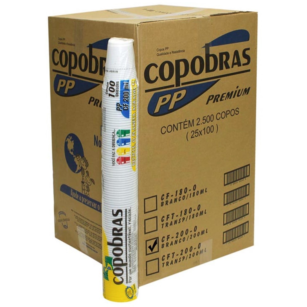 Copo Plástico Copobras 200ml 100 unidades - Destro