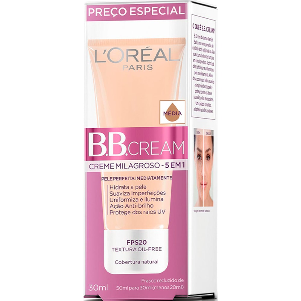 Creme Facial BB Cream L'Oréal Médio 30ml - Destro