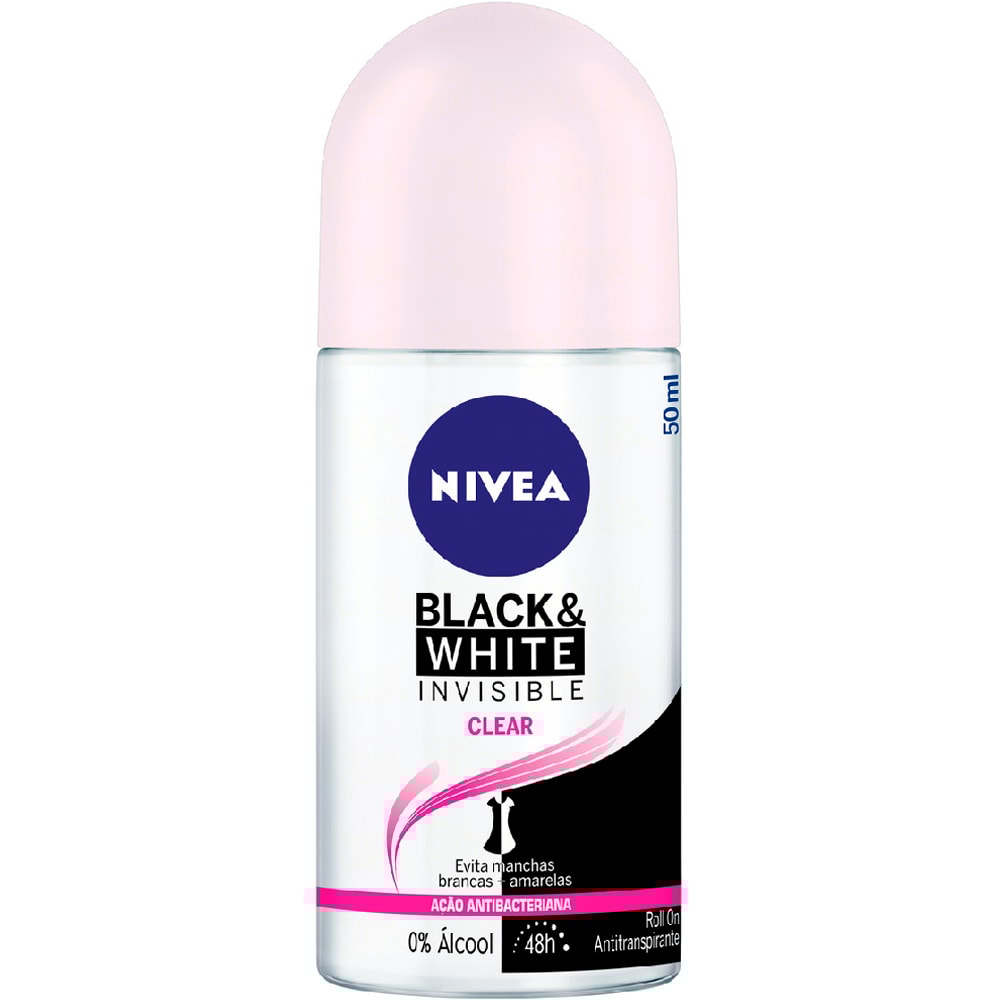 Desodorante Nivea Feminino Roll On Invisible Black & White Clear 50ml ...