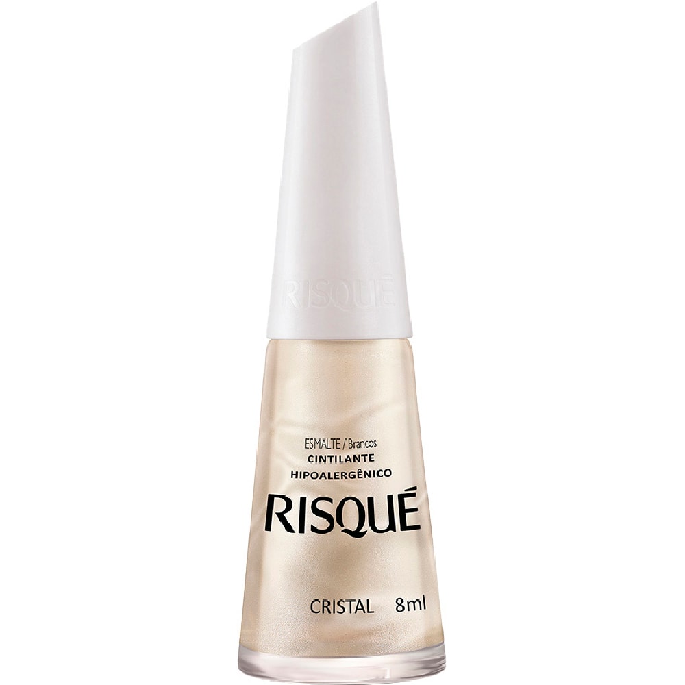 Esmalte Risqué Branco Cintilante Cristal 8ml - Destro
