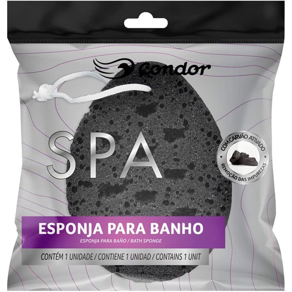 Esponja de Banho Condor Spa Com Carvão Ativado - Destro
