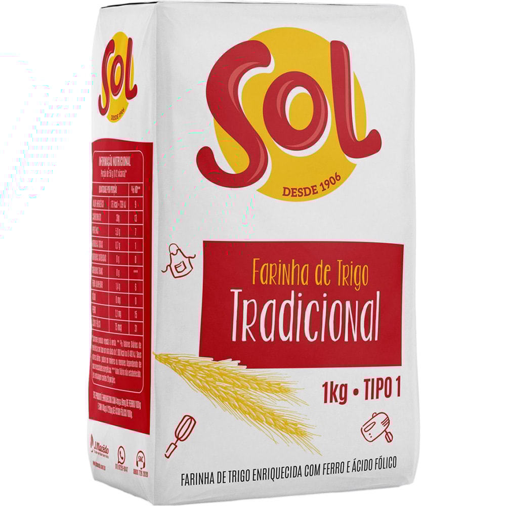 Farinha de trigo Sol Tipo 1 1kg - Destro