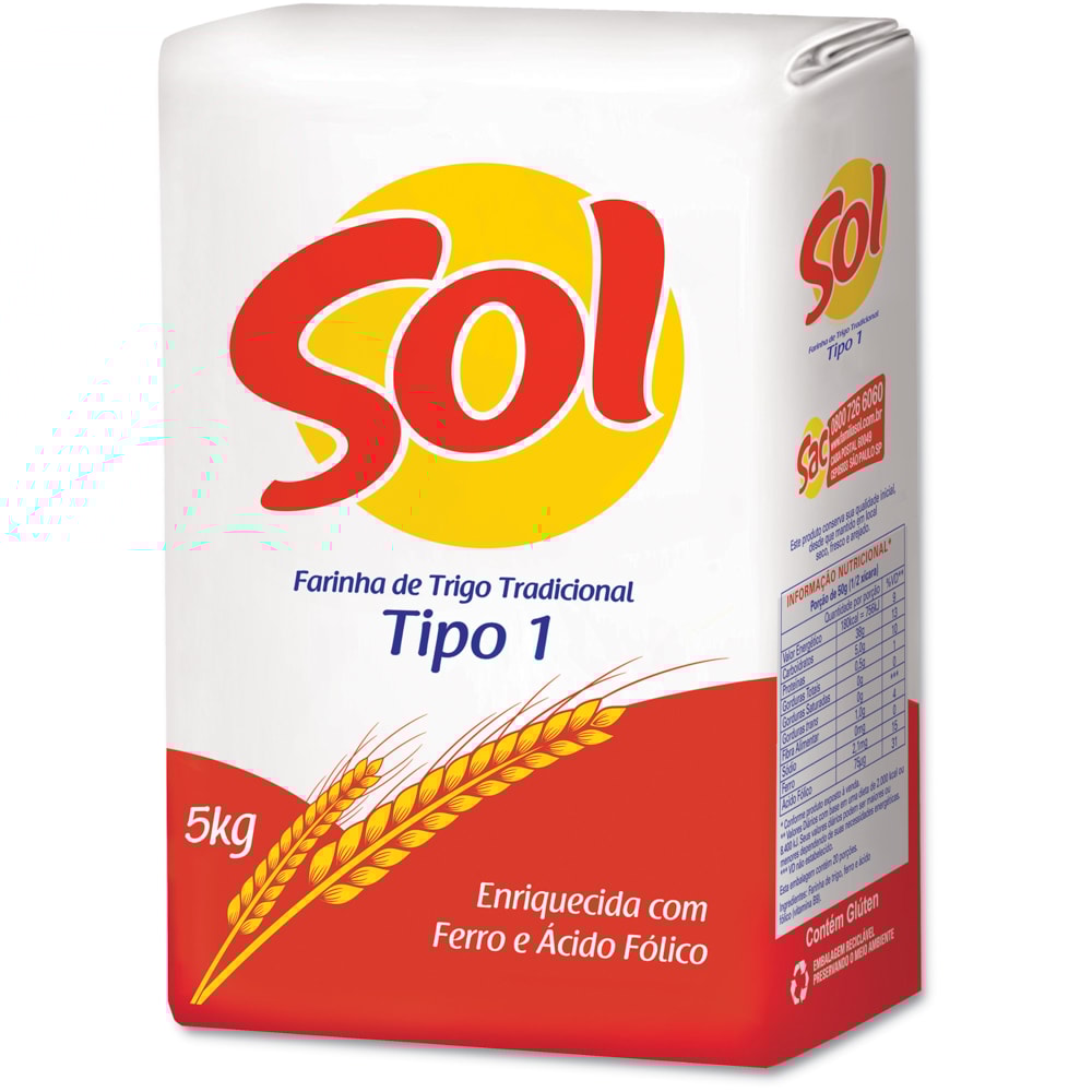 Farinha de Trigo Sol Tipo 1 5kgs - Destro