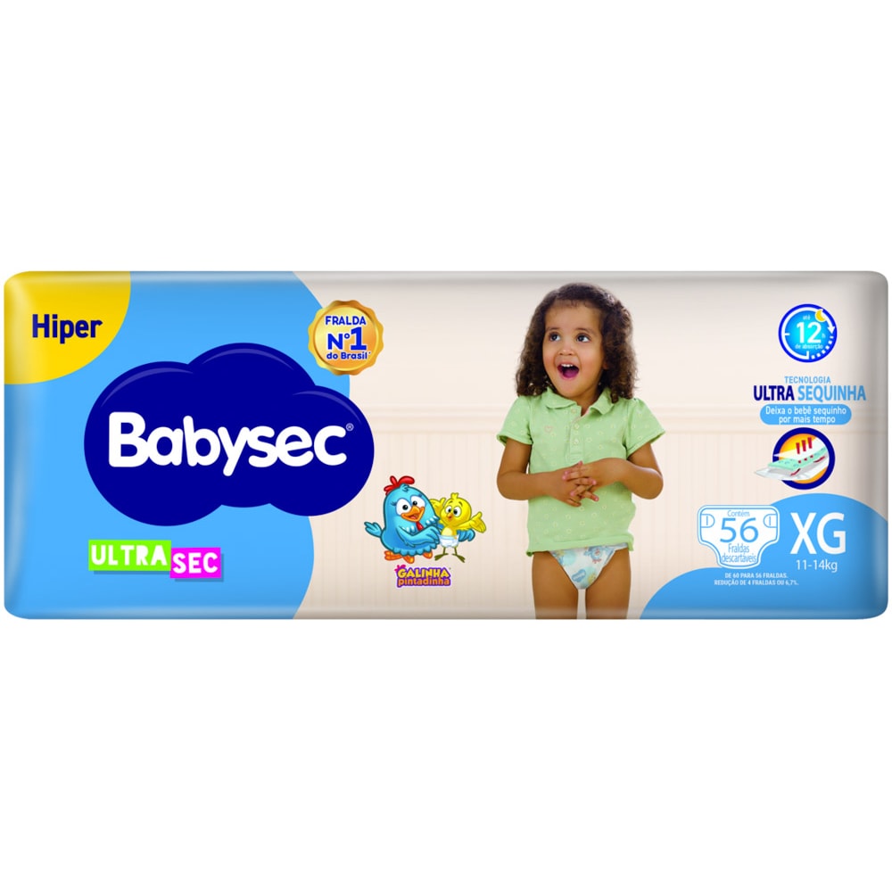 Fralda Babysec Ultra Sec Galinha Pintadinha Hiper XG 60Un - Destro
