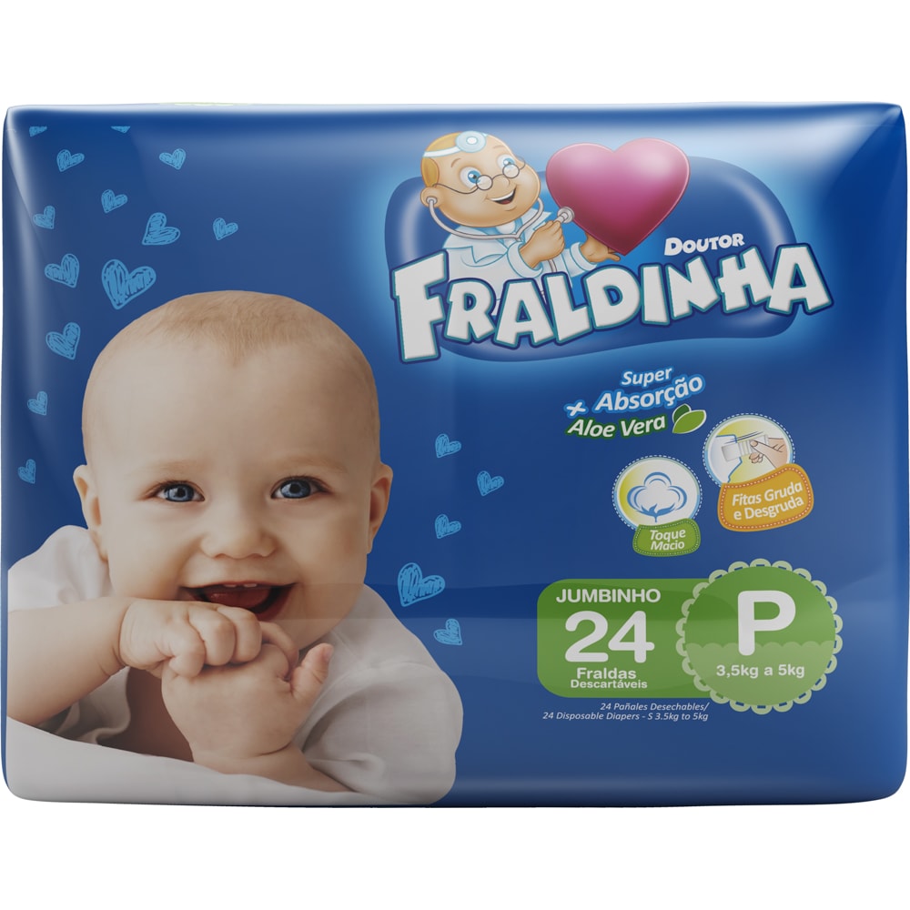 Fralda Doutor Fraldinha Jumbinho Tamanho P 24 Unidades - Destro