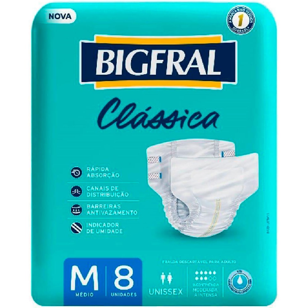 Fralda Geriátrica Bigfral Classic M 8 Unidades - Destro