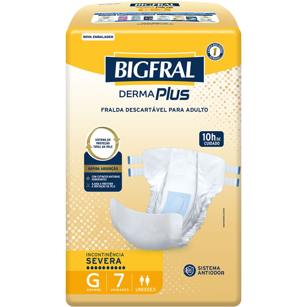 Fralda Geriátrica Bigfral Derma Plus G 7Un - Destro