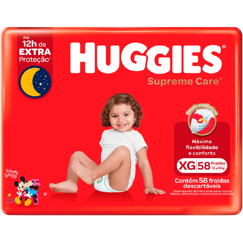 Fralda Huggies Supreme Care Hiper XG 58 Unidades - Destro