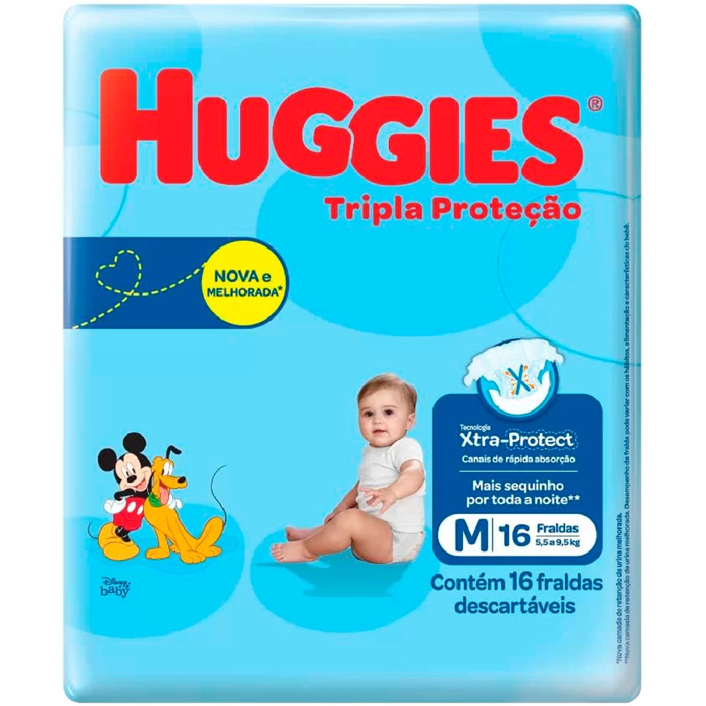 Fralda Huggies Tripla Proteção Jumbinho M 16 Unidades - Destro