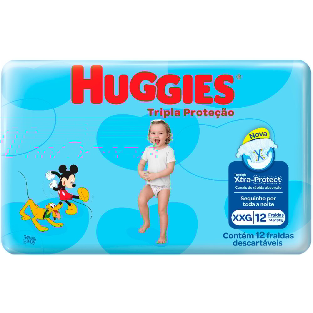 Fralda Huggies Tripla Proteção Jumbinho XXG 12 unidades - Destro
