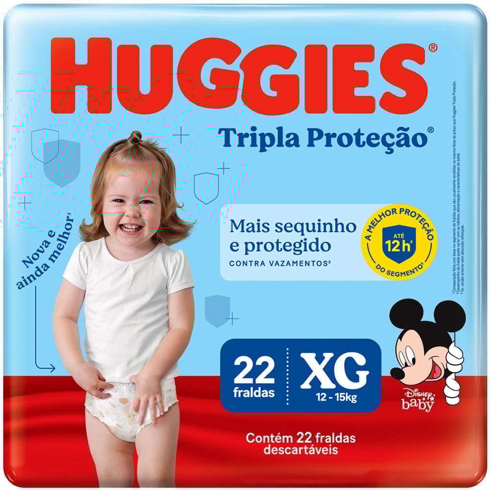 Fralda Huggies Tripla Proteção Jumbo XG 22Un - Destro