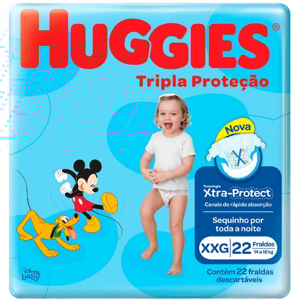 Fralda Huggies Turma da Mônica Tripla Ação Jumbo XXG 22 Unidades - Destro