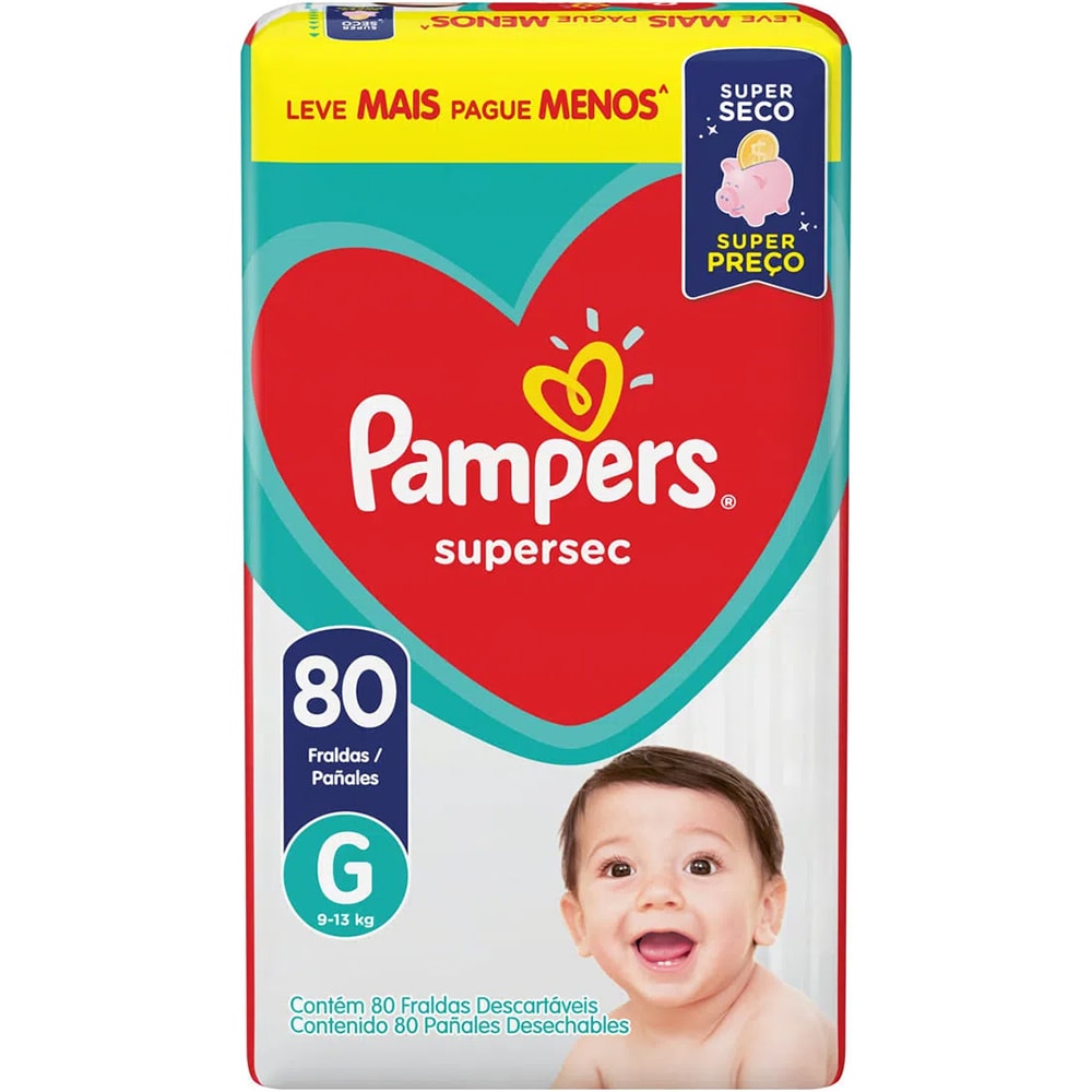 Fralda Pampers Supersec Jumbo G 80Un Leve + Pague - - Destro