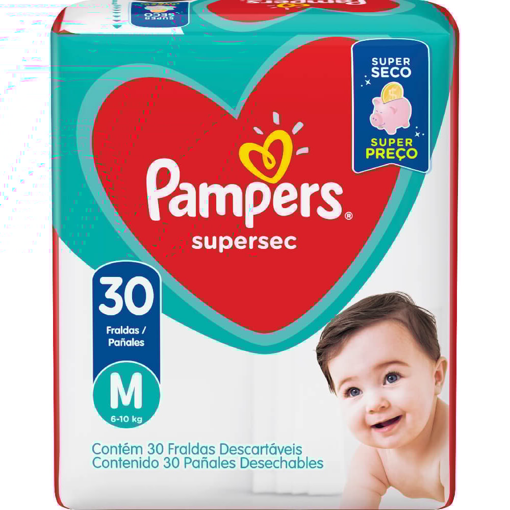 Fralda Pampers Supersec Pacotão M 30 Unidades - Destro