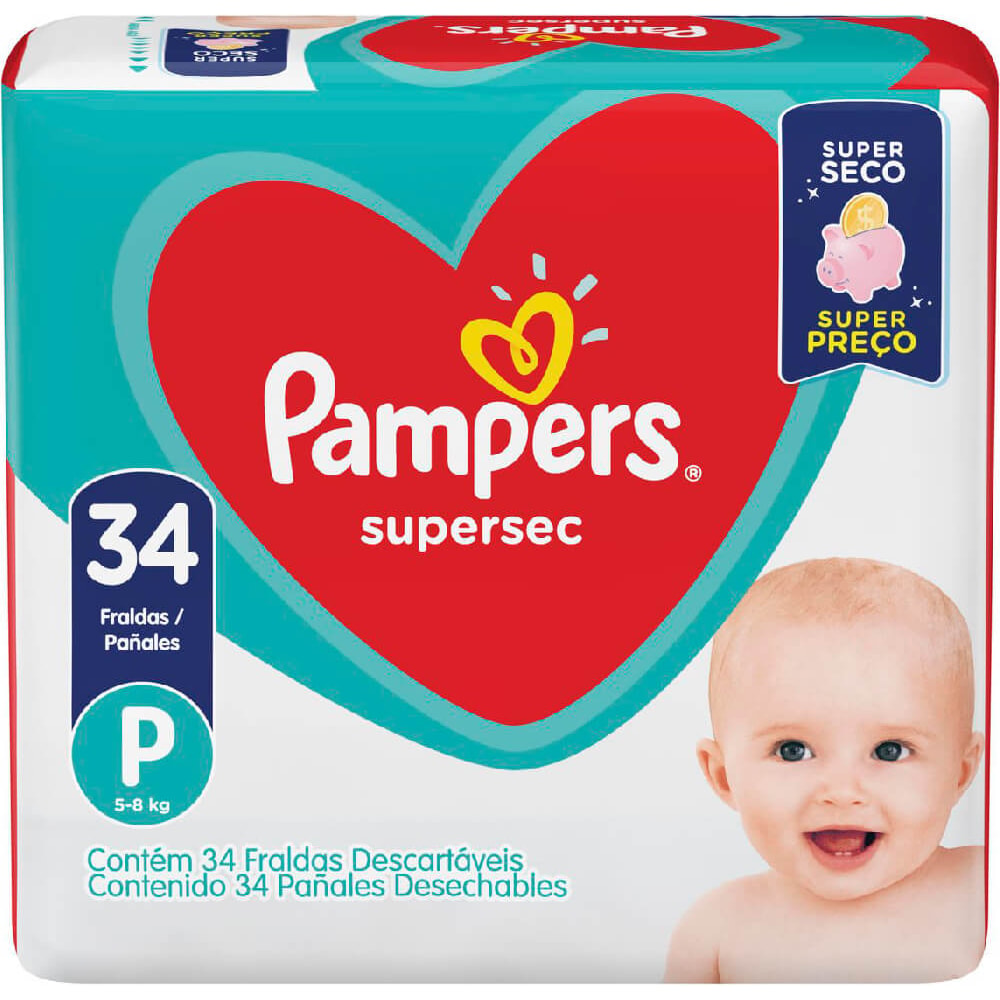 Fralda Pampers Supersec Pacotão P 34 Unidades - Destro